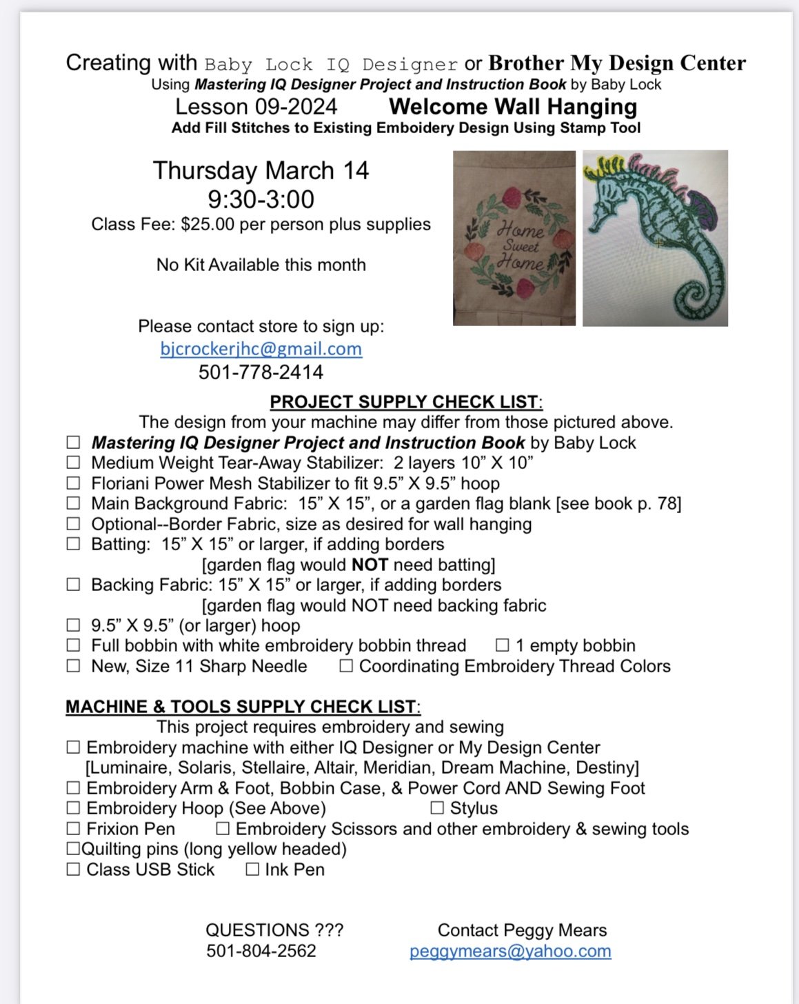 CREATING WITH IQ DESIGNER/DESIGN CENTER "EMBROIDERY CLASS"