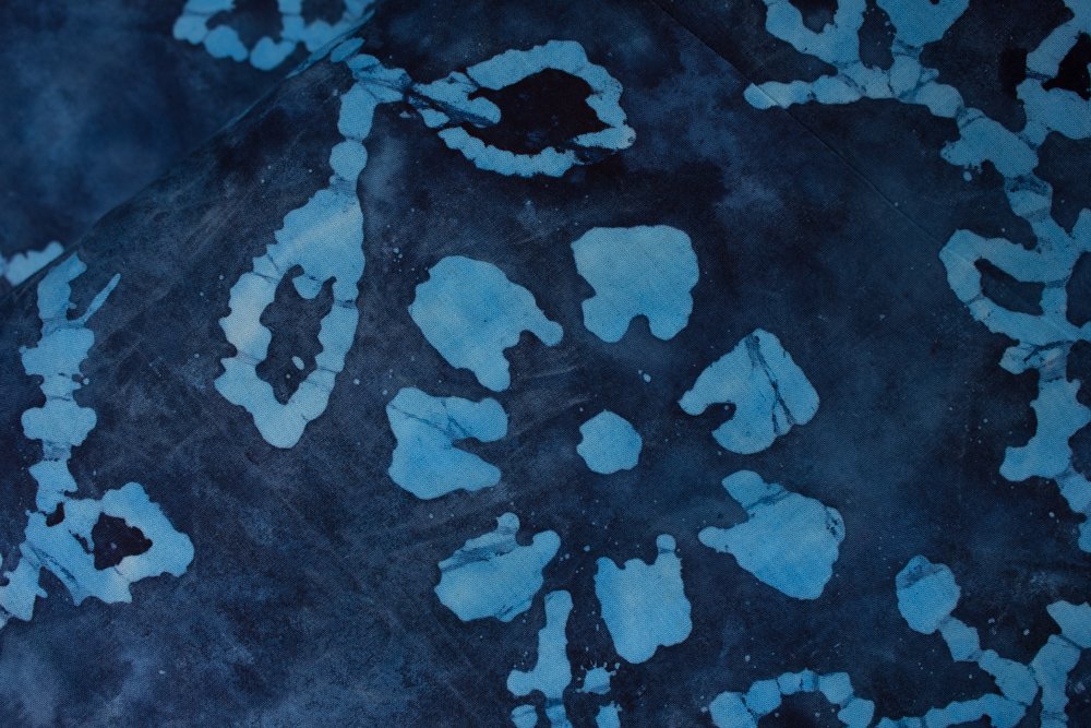 Light Blue Flowers on Dark Blue: Quilter's Batiks