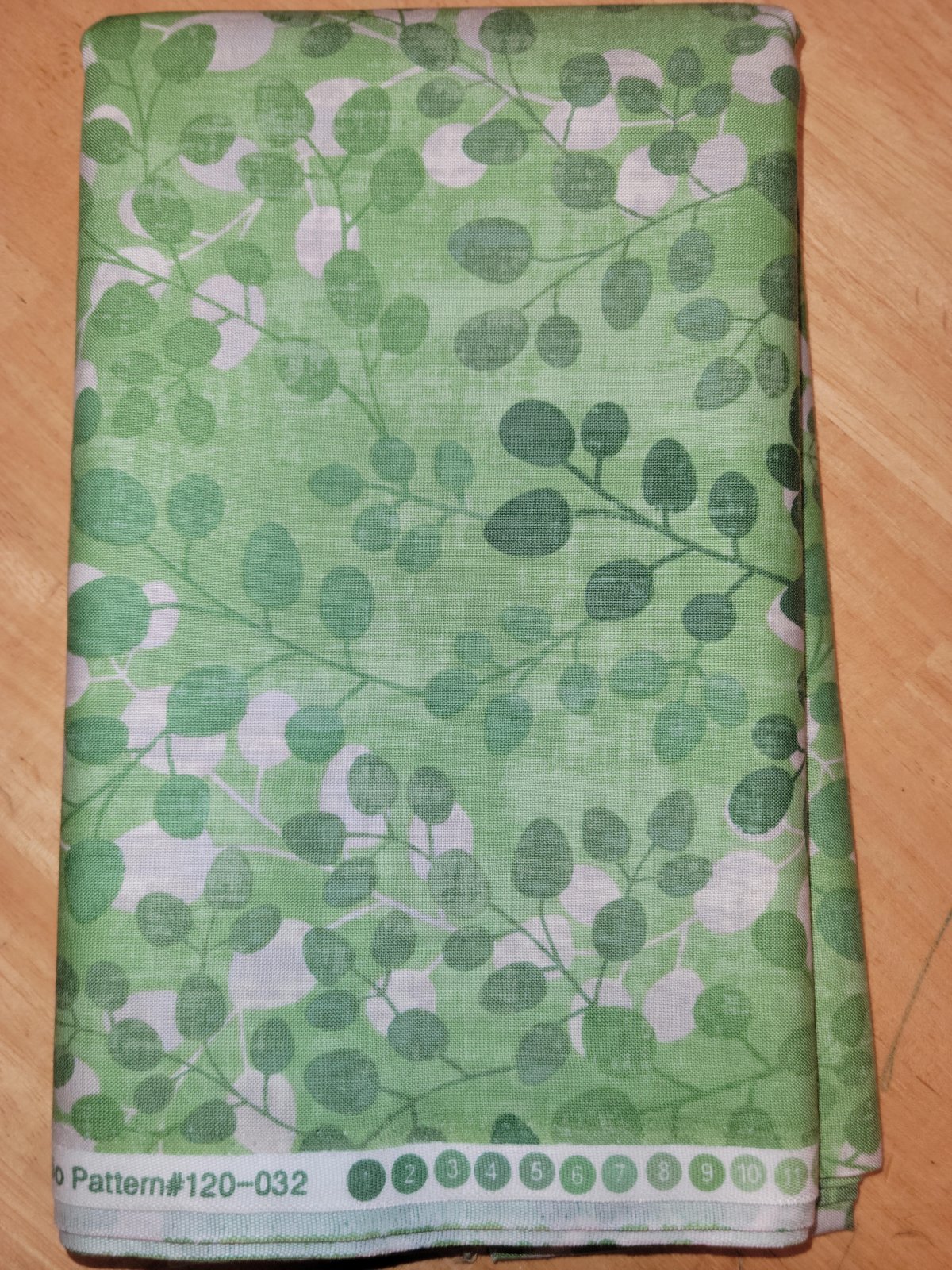 2Yds, 20-Green and White Leaves on Lighter Green Shadows by Paintbrush ...