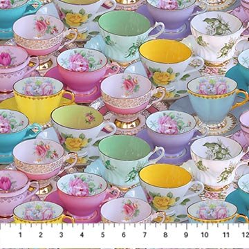 SPECIALTY FABRICS: Colorful Tea Cups: Tea for Two by Northcott ...