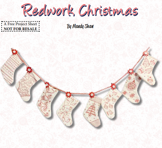 Digital Download: Redwork Christmas Garland FREE Pattern Digital ...