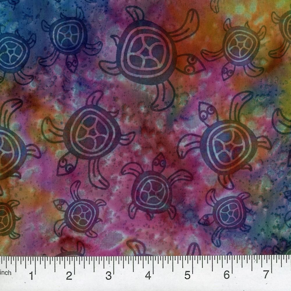 Sea Turtles on Multi Colors: Quilter's Batiks