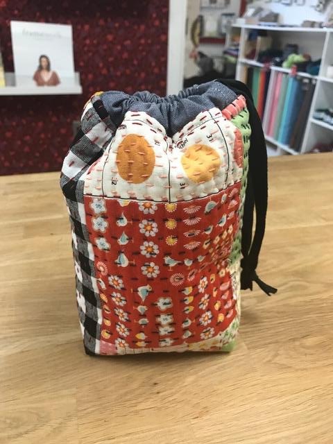 Free Form Patchwork Drawstring Bag (or pillow cover)