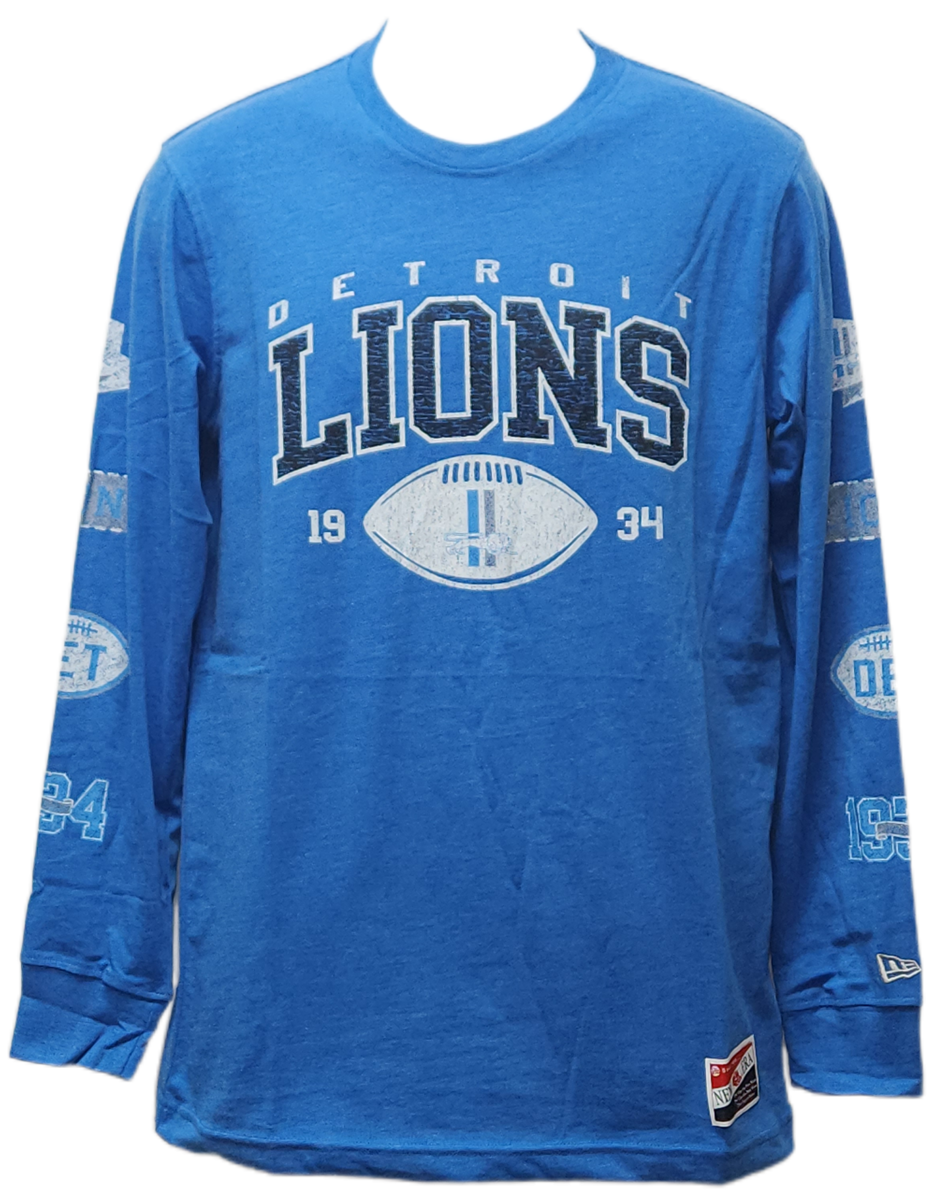 Detroit Lions New Era Throwback Retro Logos Men's LS - 198759529726