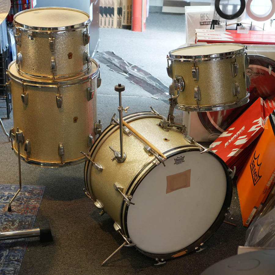 Ludwig 4pc Super Beat Drum Set Shell Kit Silver Sparkle (1964) - Used