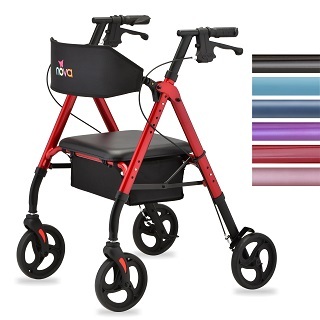 NOVA 4258RD STAR 8 WIDE BACK ROLLATOR, RED, FITS USER 5'3 TO 6'2 300LB ...