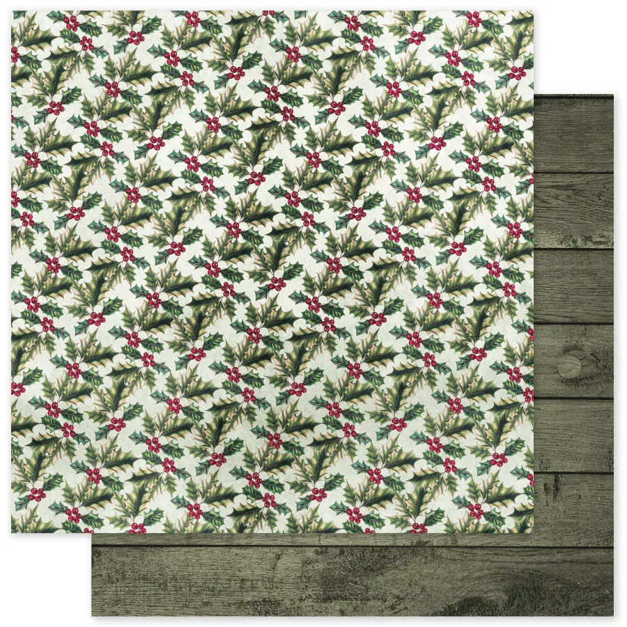 Paper Rose - Christmas Holly Basics12x12 Paper E - 749565539852