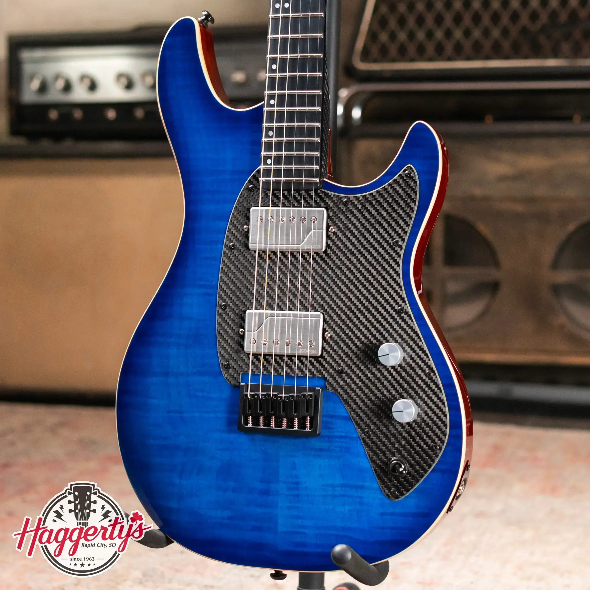 Klos Artemis Custom HH Electric Guitar - Thin Flame Maple Blue
