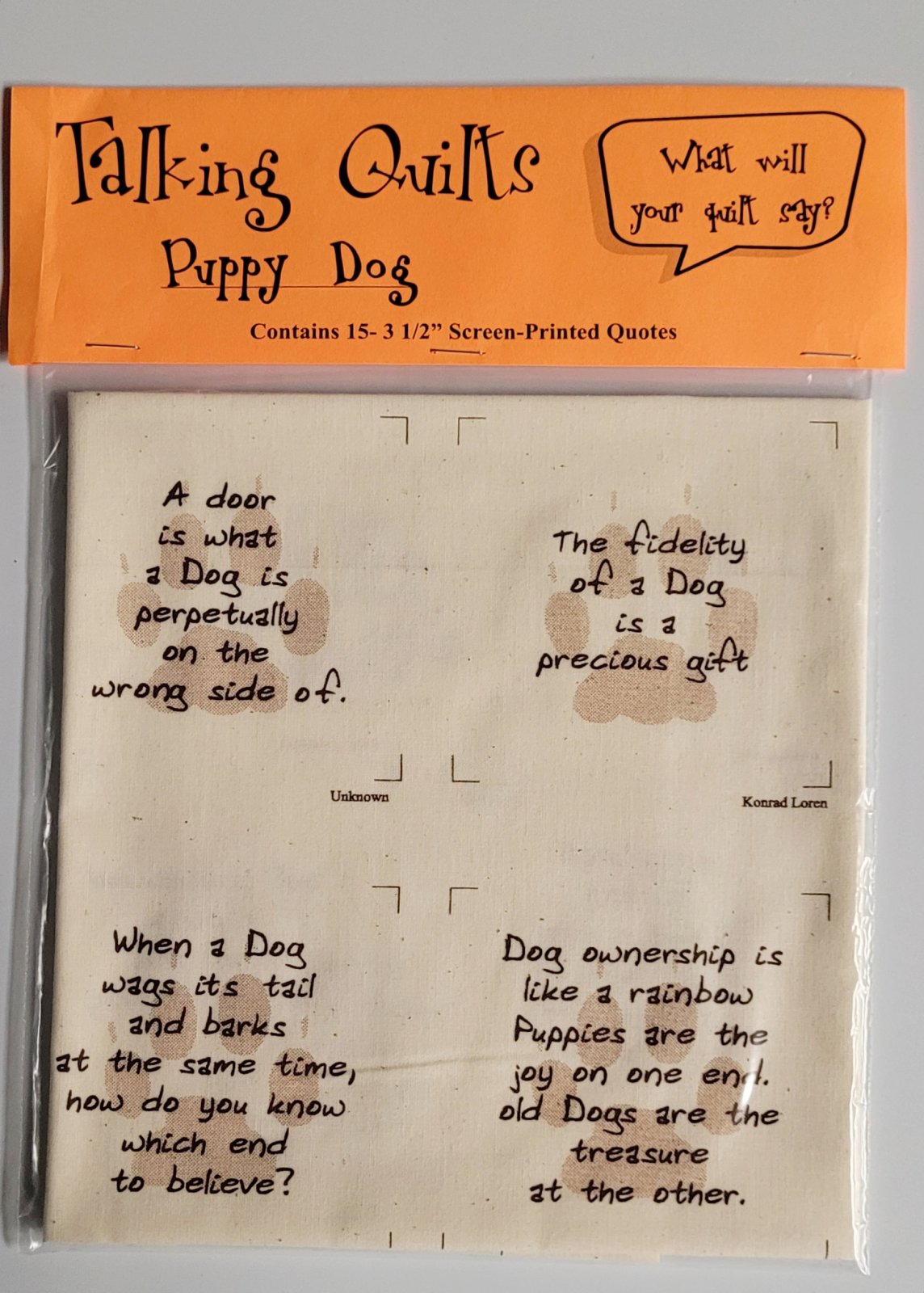 Talking Quilts 3 1 2 PUPPY DOG Quotes Code S 110