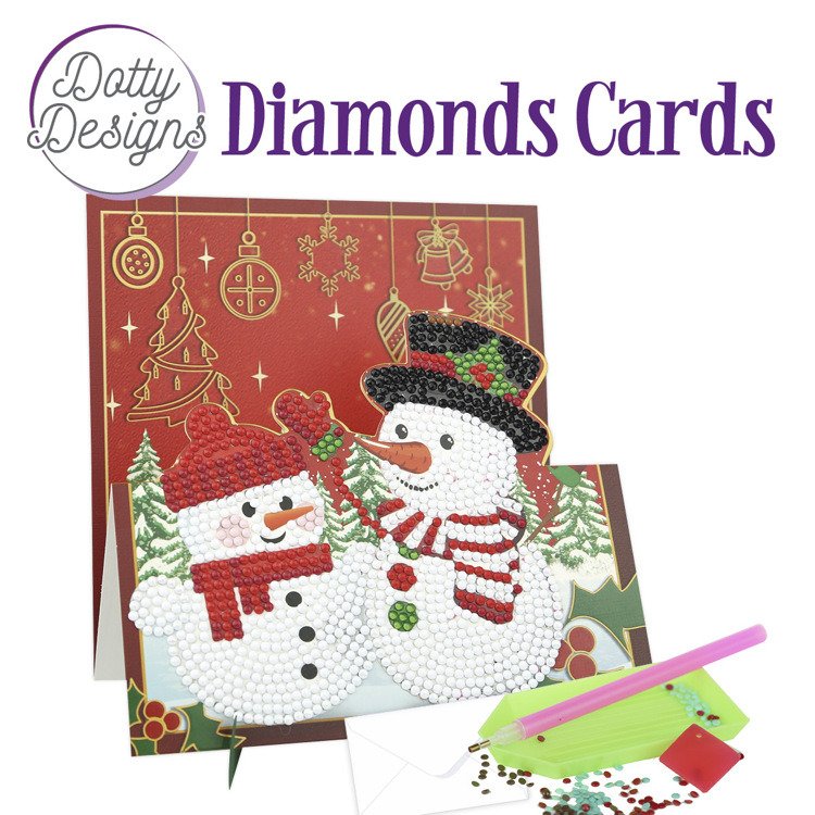 Dotty Designs Diamond Easel Card Kit Two Snowmen - 8718715121478