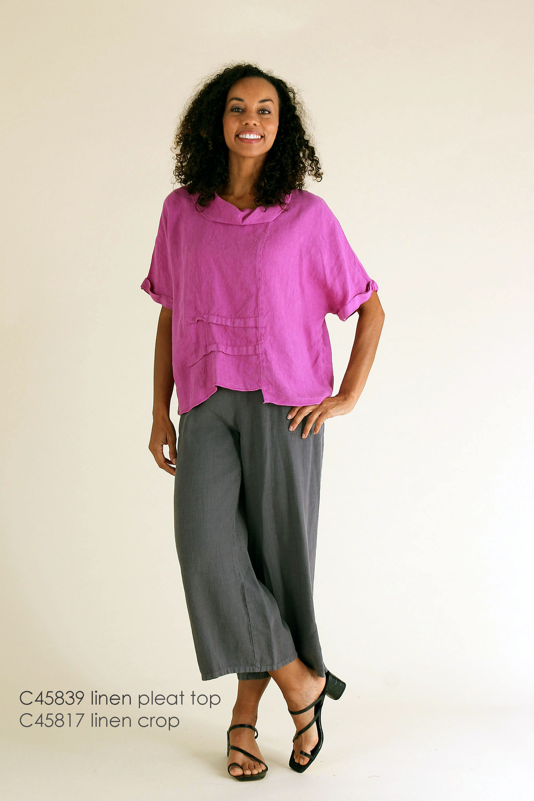 Oversized Linen Pleat Top