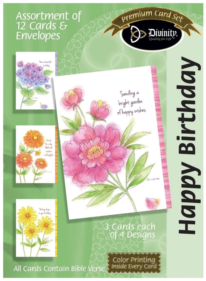 Flowers Birthday Cards (Set of 12) - 759830255332