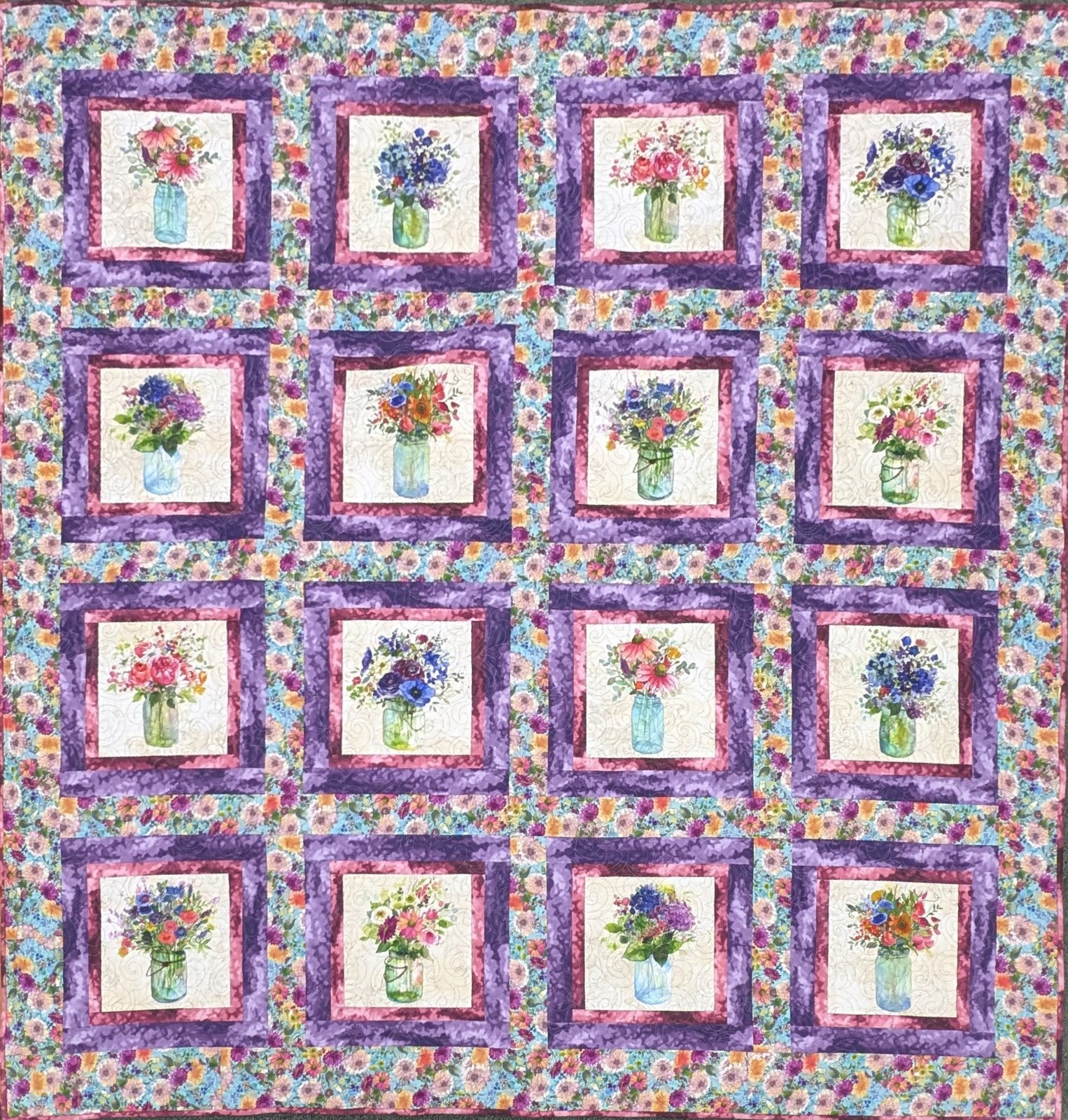 Flower Vase Panel Quilt