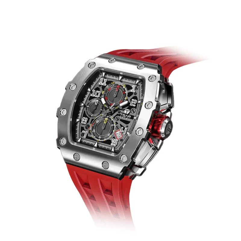 TSAR BOMBA Quartz Watch-Seiko TMI VK67 Movement w/ Red Band - 0132032116