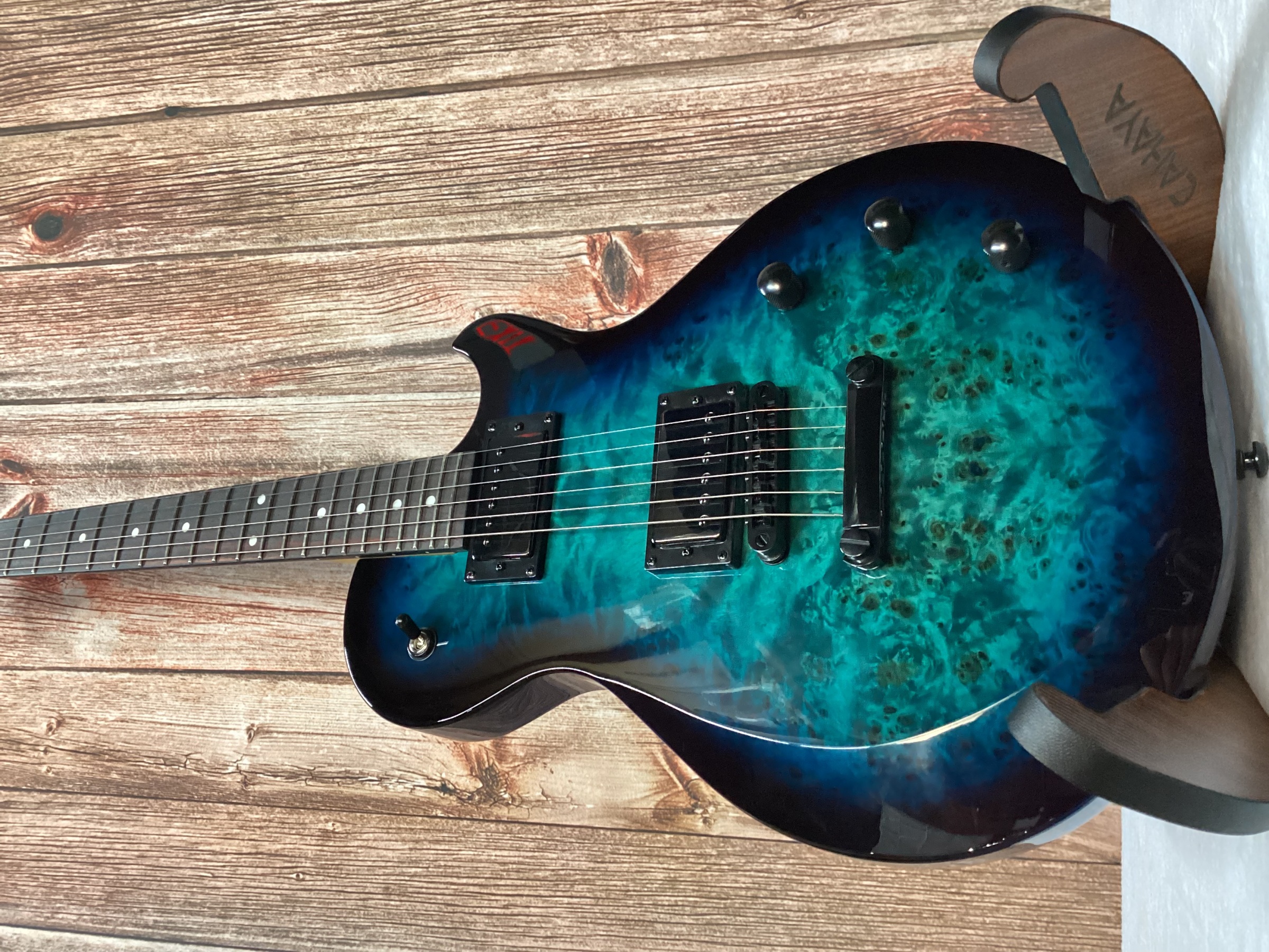 Schecter Solo-II Standard Ocean Blue Burst Burl - 810051476187