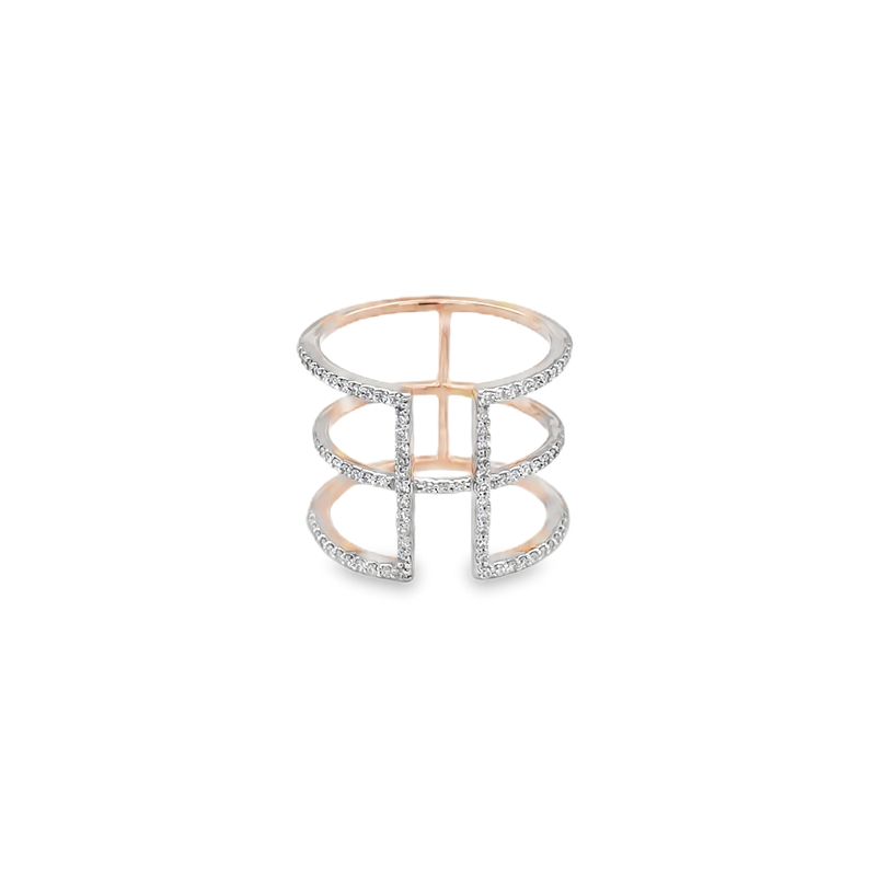 Jai's 18K Rose Gold Wide Open Band Diamond Ring