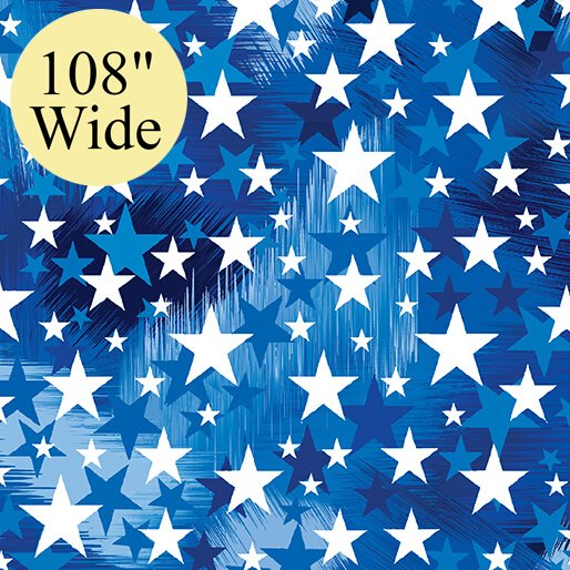 NEW! Patriotic Celebration Stars Blue Wide Fabric by the Yard ...