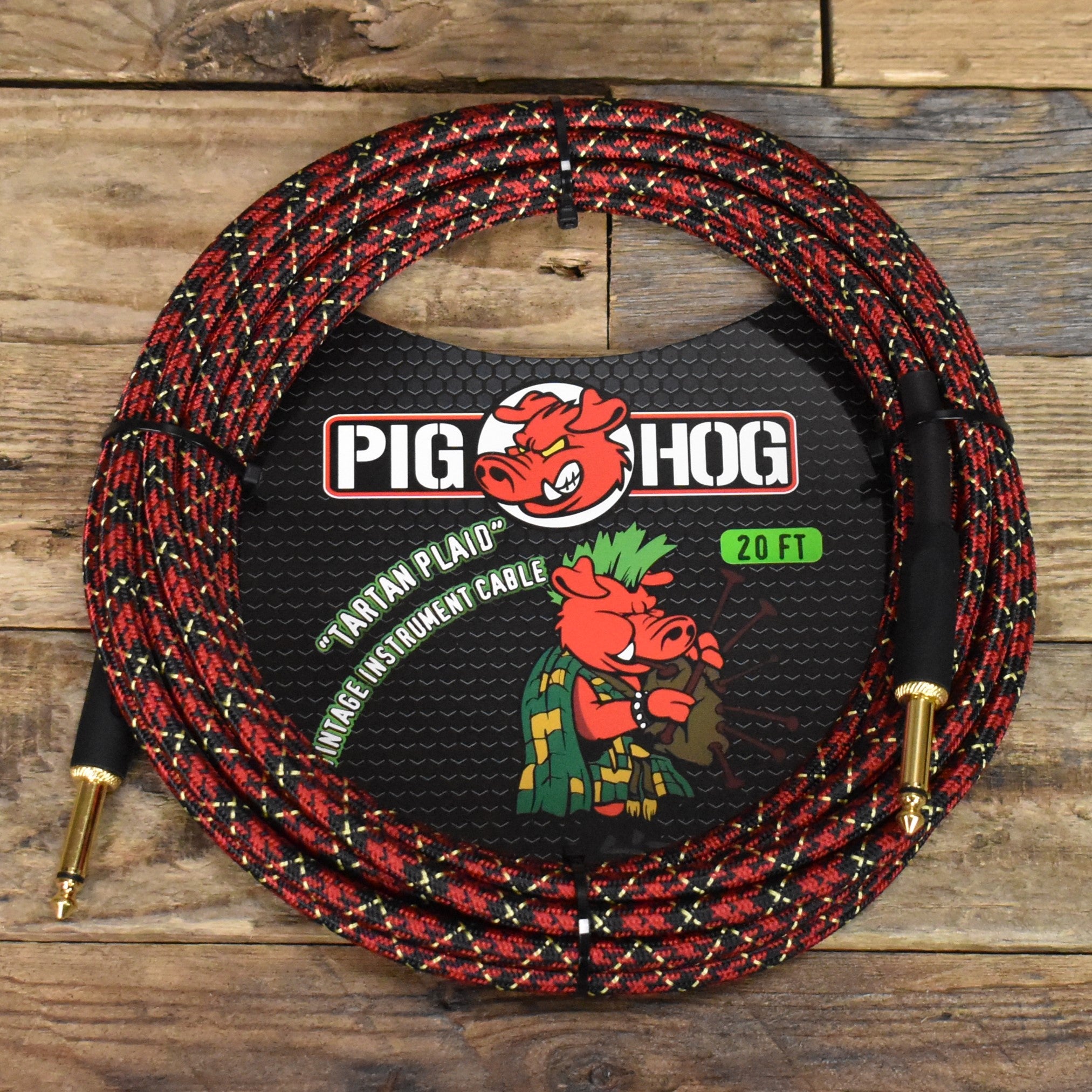Pig Hog Straight to Straight Instrument Cable - 20ft - Tartan Plaid ...
