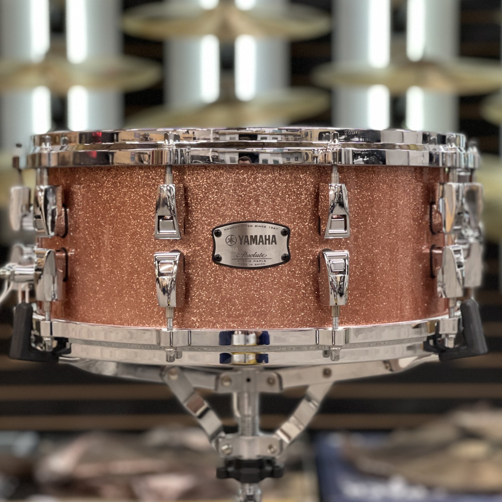 YAMAHA AMS-1460PCS 14X6 ABSOLUTE HYBRID MAPLE SNARE DRUM PNK CHAMPAGNE ...