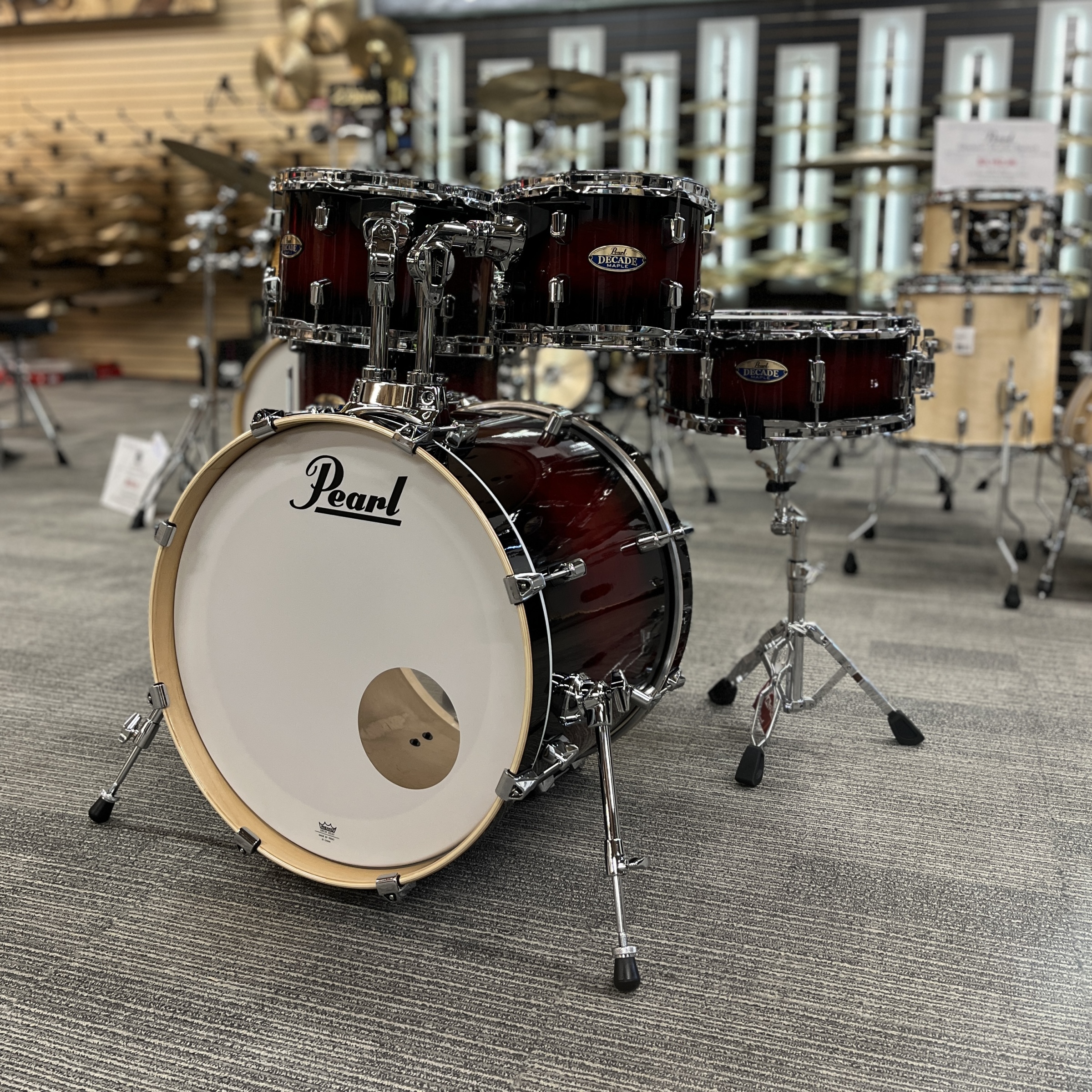 PEARL DECADE MAPLE 5PC 20B-10-12-14F-14S GLOSS DEEP RED BURST - FLOOR ...