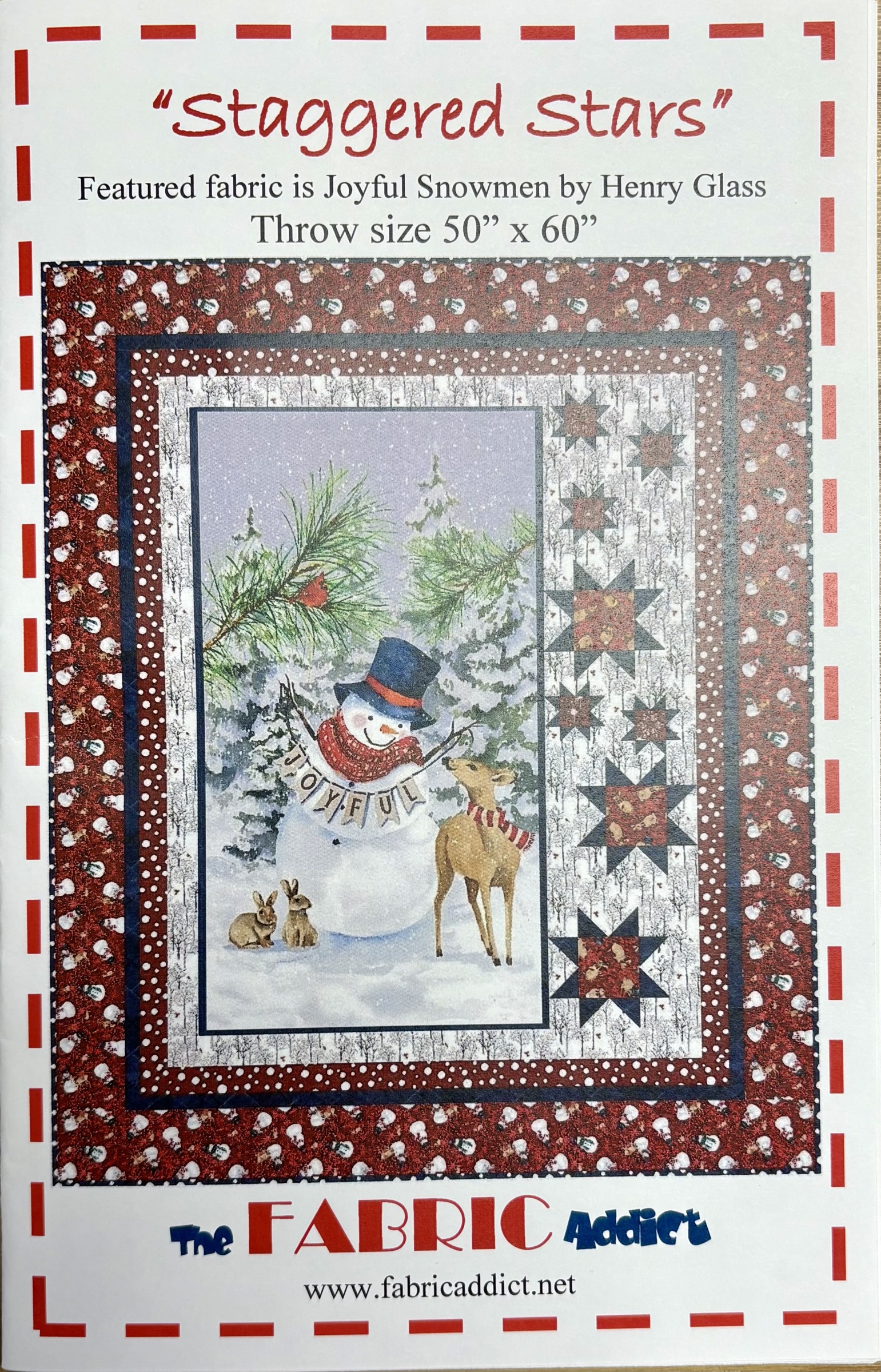 Staggered Stars Quilt Kit 50x60 w/Joyful Snowmen