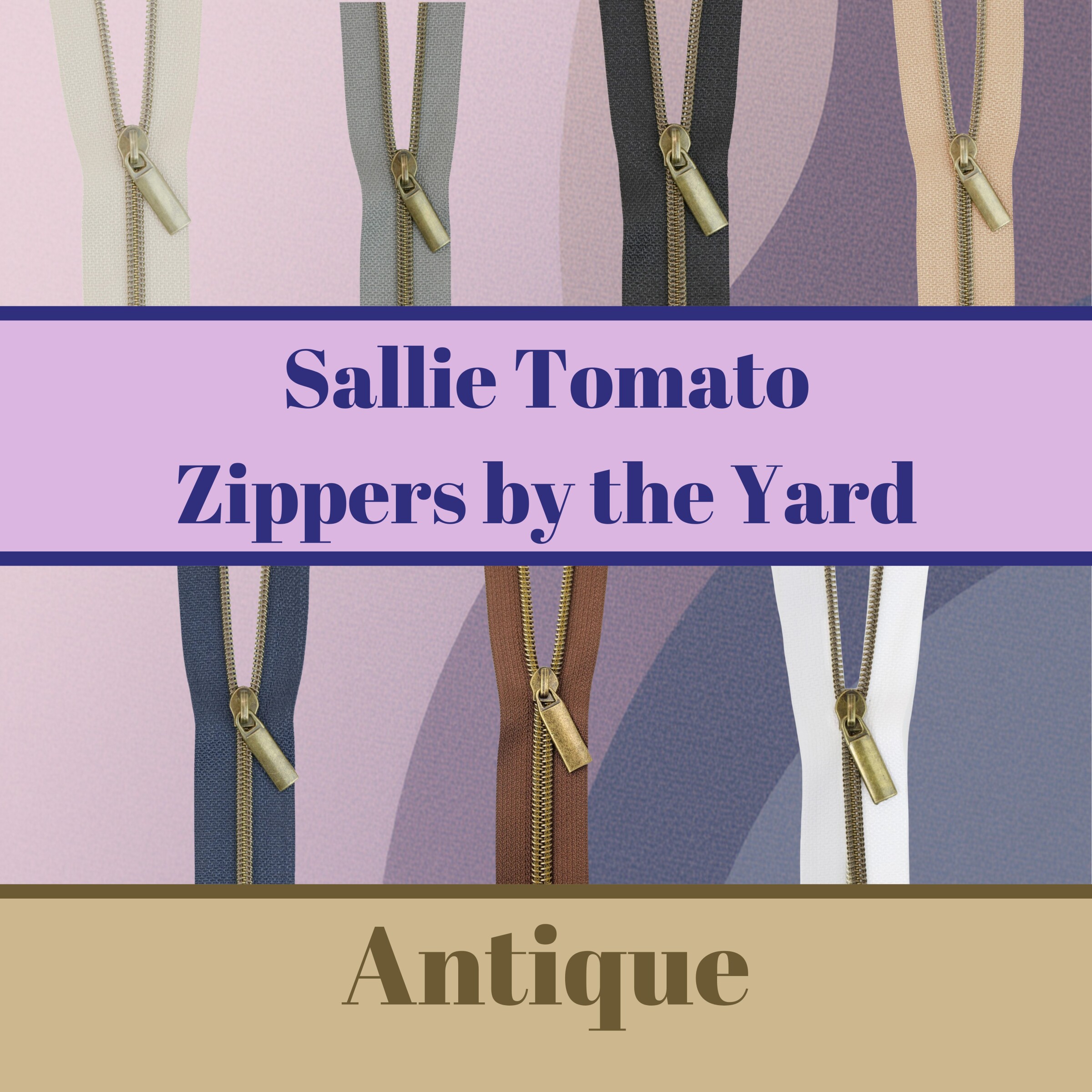 Sallie Tomato - #5 Nylon Coil Zippers: 3 Yards With 9 Pulls - Antique ...