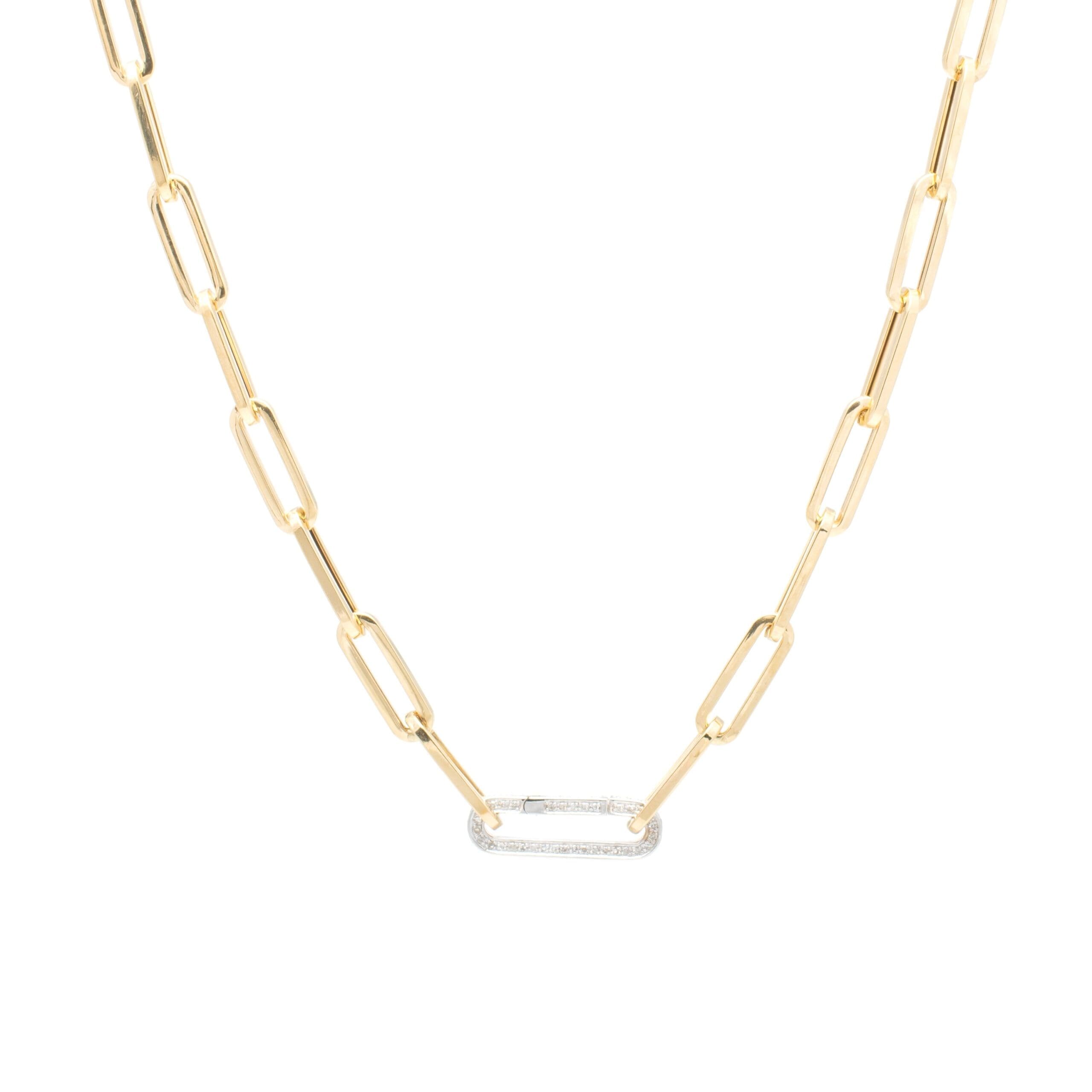 Medium Chain Link Necklace + Pave Diamond Link Connector Clasp