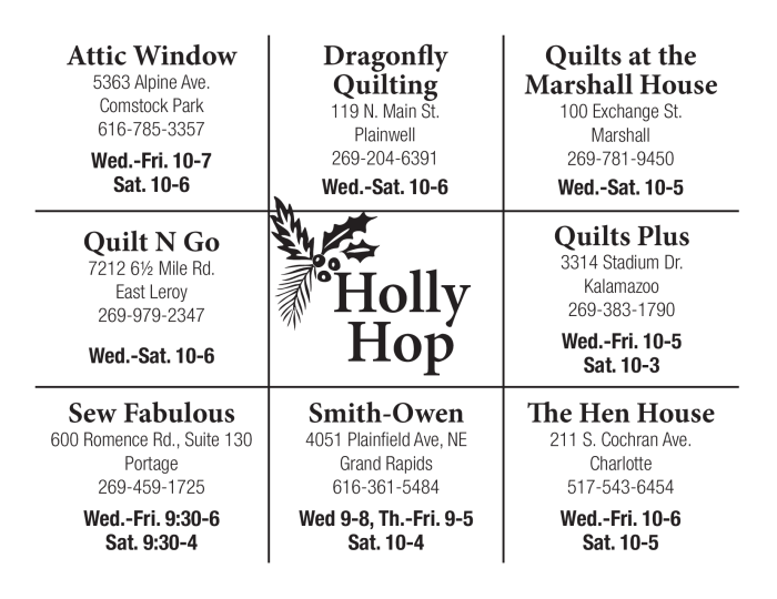 Holly Hop Shop Hop