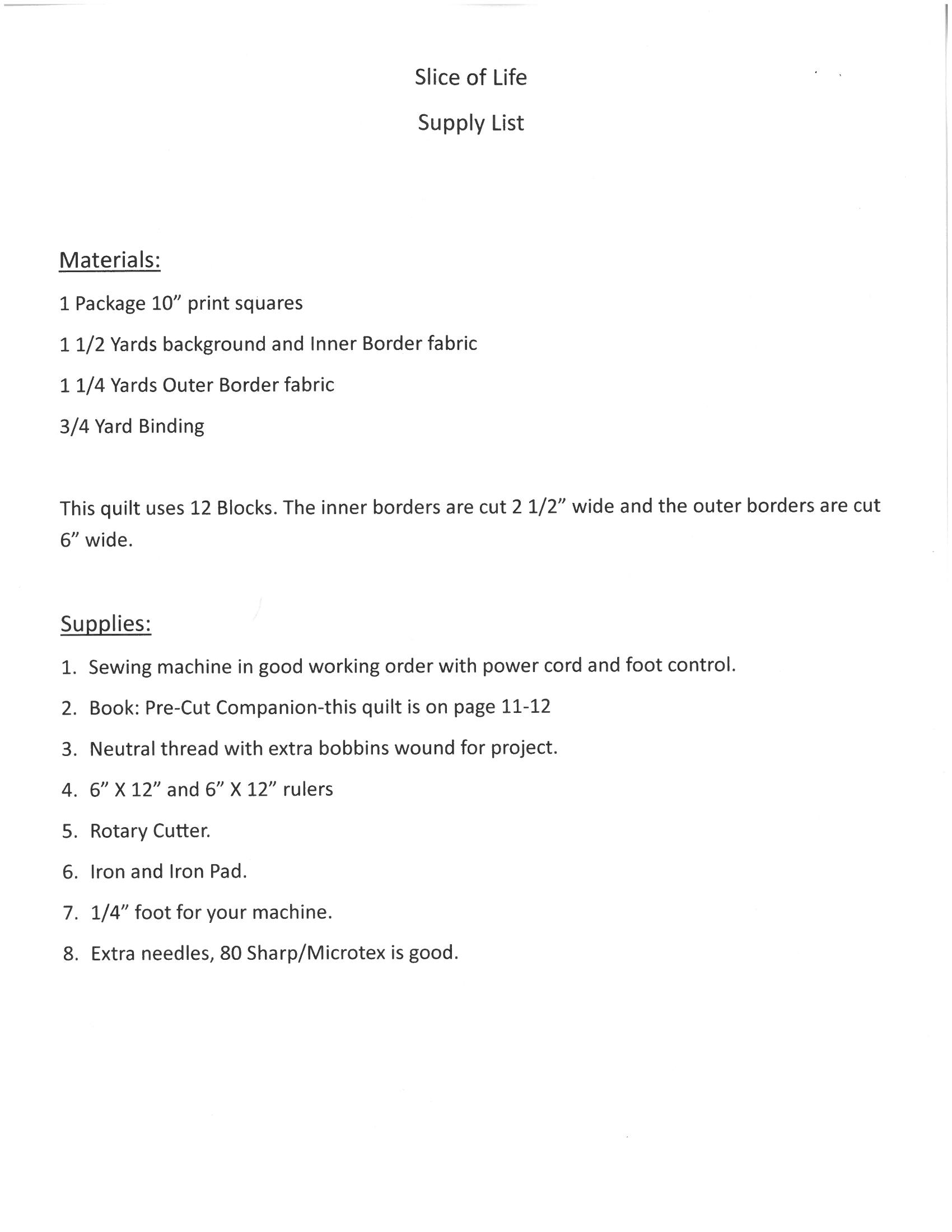 Slice Of Life Quilt, Using Pre-Cuts