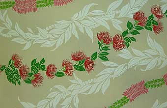 Hawaiian Lei Print - Beige