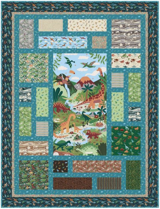 Prehistoric Framed Quilt Kit 60 x 80