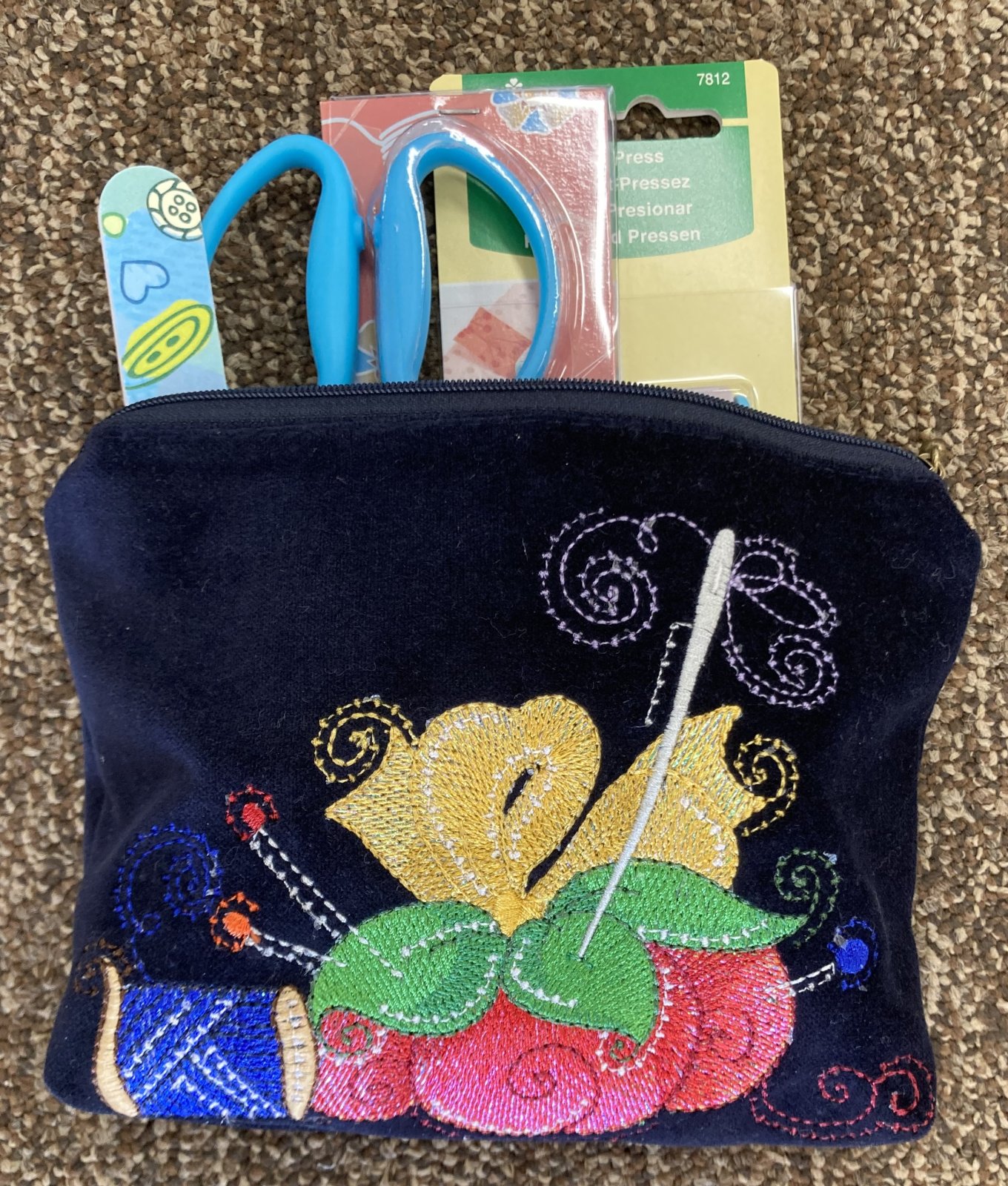 Embroidered Mylar Notions Bag