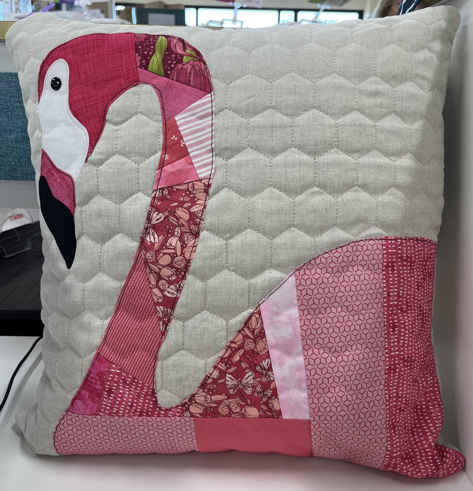 Scrappy Flamingo Pillow