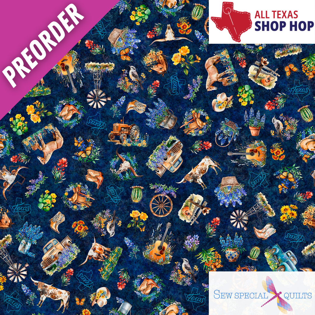 PREORDER 31792-N Navy Texas Vignettes Toss All Texas Shop Hop 2026 QT ...