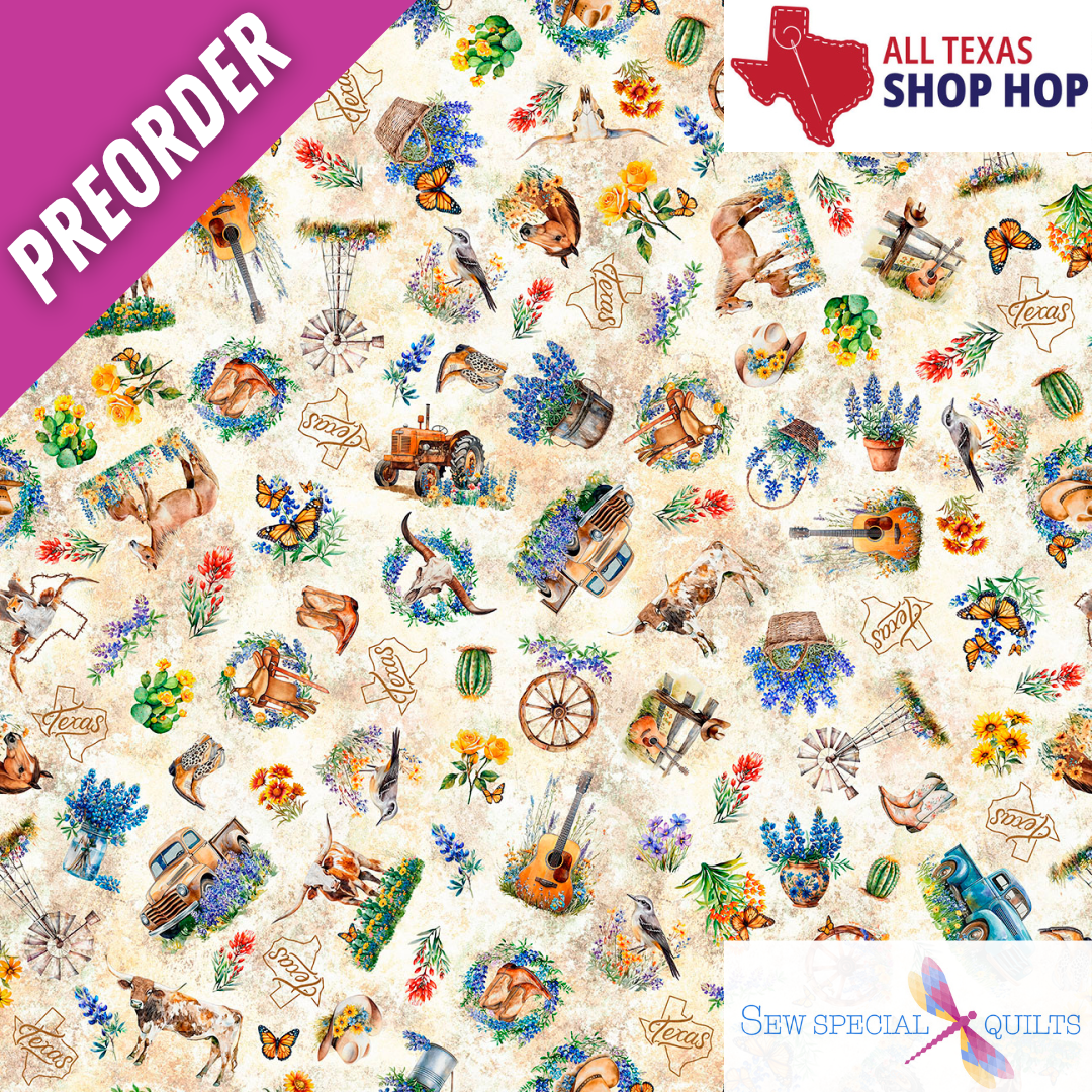 PREORDER 31792-E Tan Texas Vignettes Toss All Texas Shop Hop 2026 QT ...