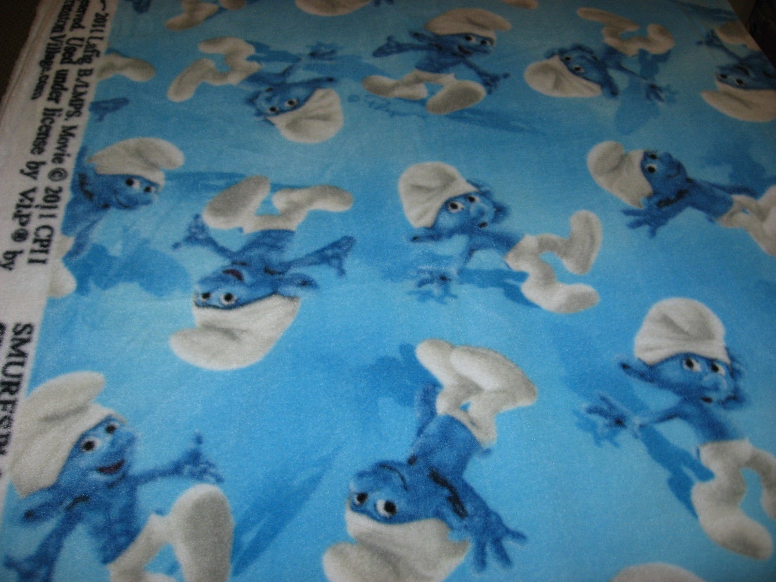 VIP Cranston - Smurfs Allover Blue Blanket Licensed Fleece Fabric 75791 ...