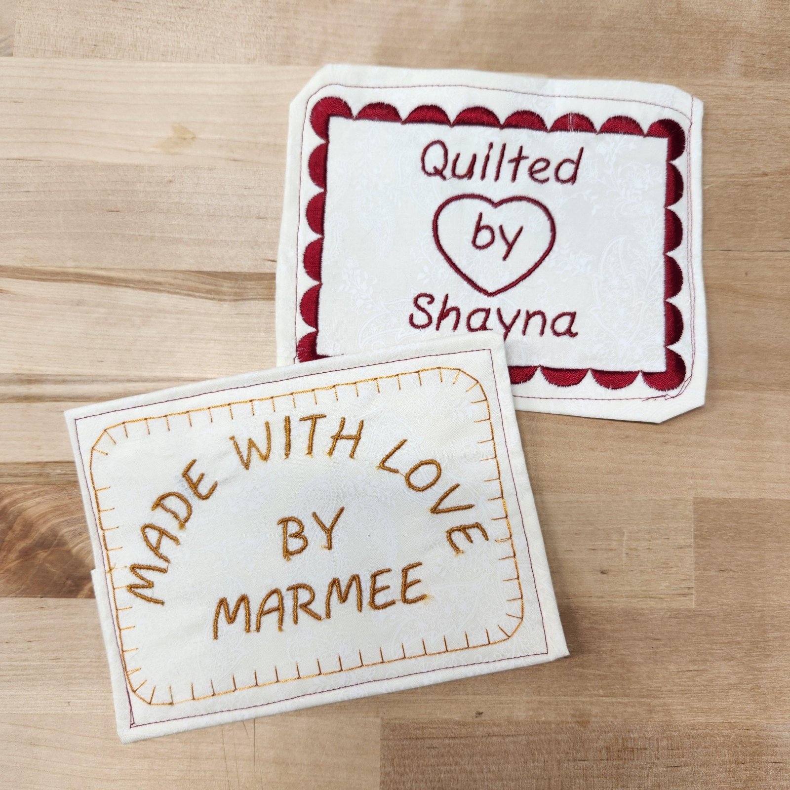 Machine Embroidered Quilt Labels