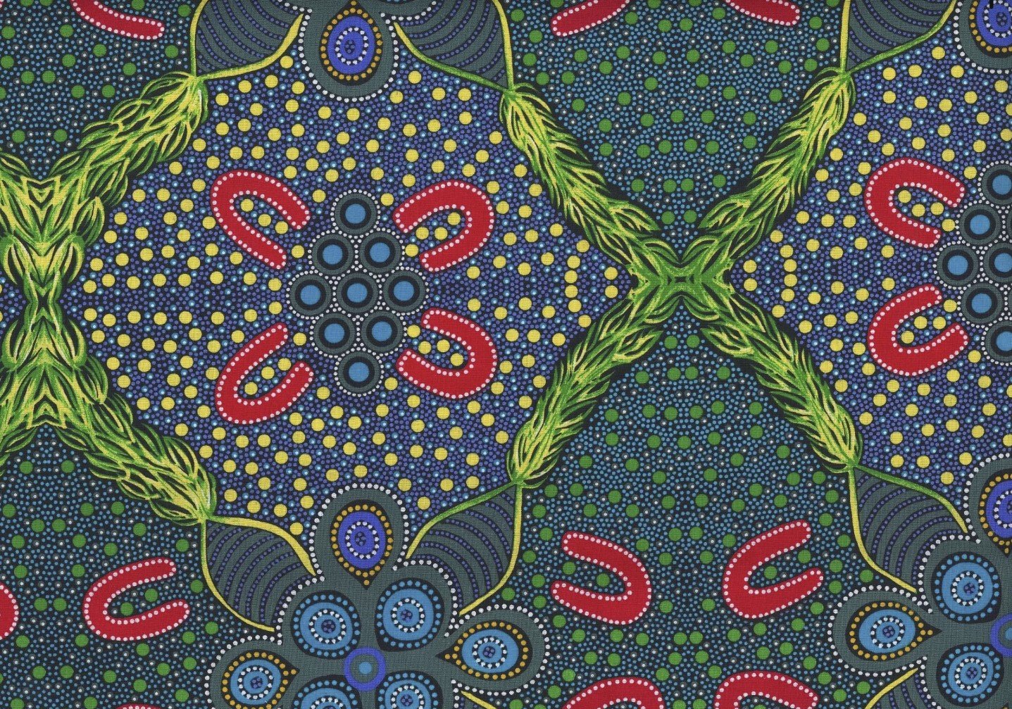 Aboriginal Leaves Fruit Blue Gold Aboriginal Leaves Fruit Blue Gold
