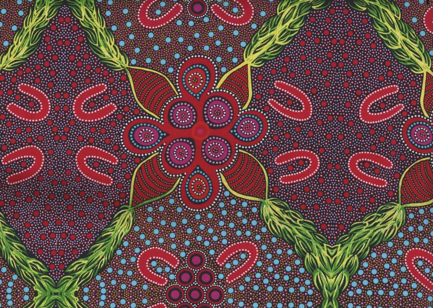 Aboriginal Leaves Fruit Red