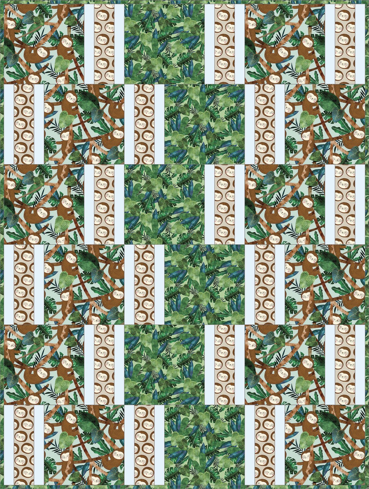 3 Wishes Fabric Restful Sloths Quilt