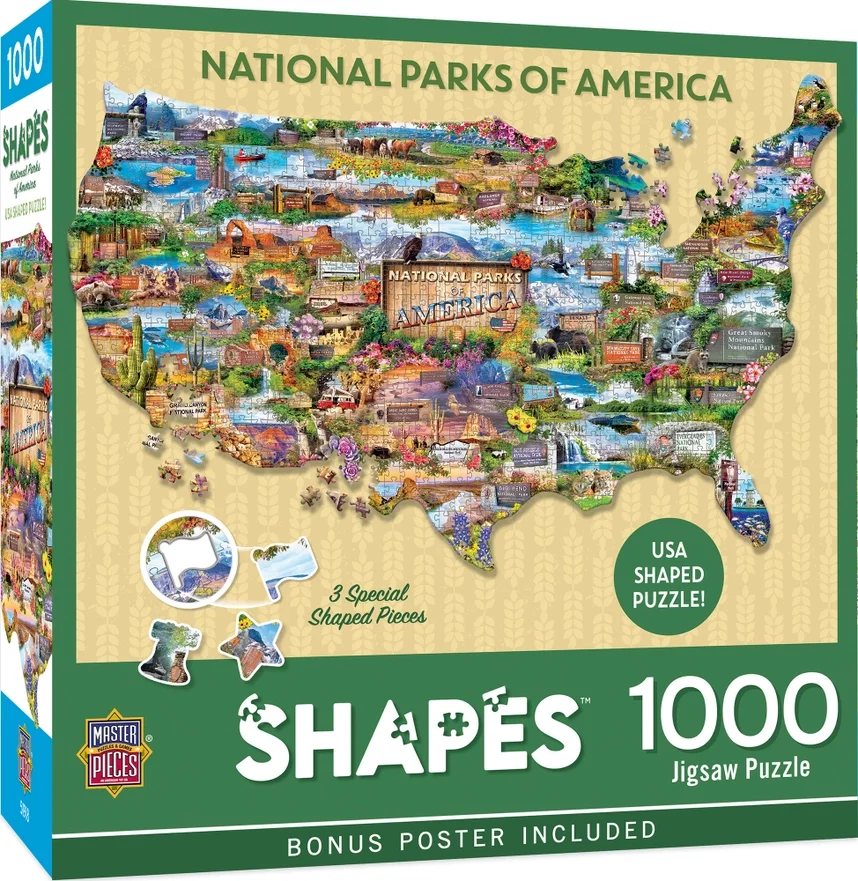 National Parks of America Shapes Jigsaw Puzzle1000 pc - 705988723568