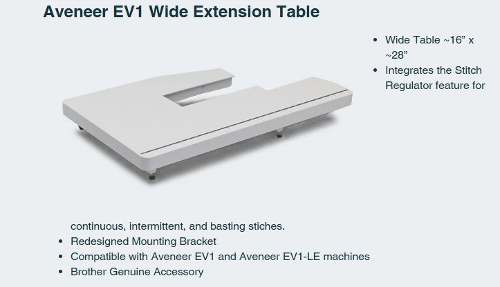 Brother Aveneer EV1 Wide Extension Table SAWTEV1 16x28 - 012502678205