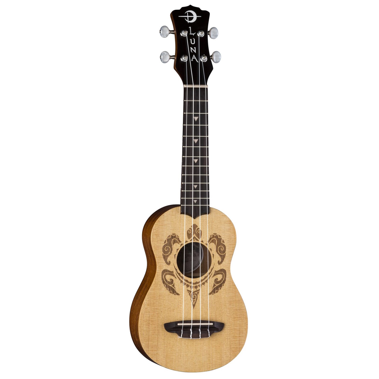 Luna Ukulele HONU Turtle Spruce Soprano with Bag - 814064029484
