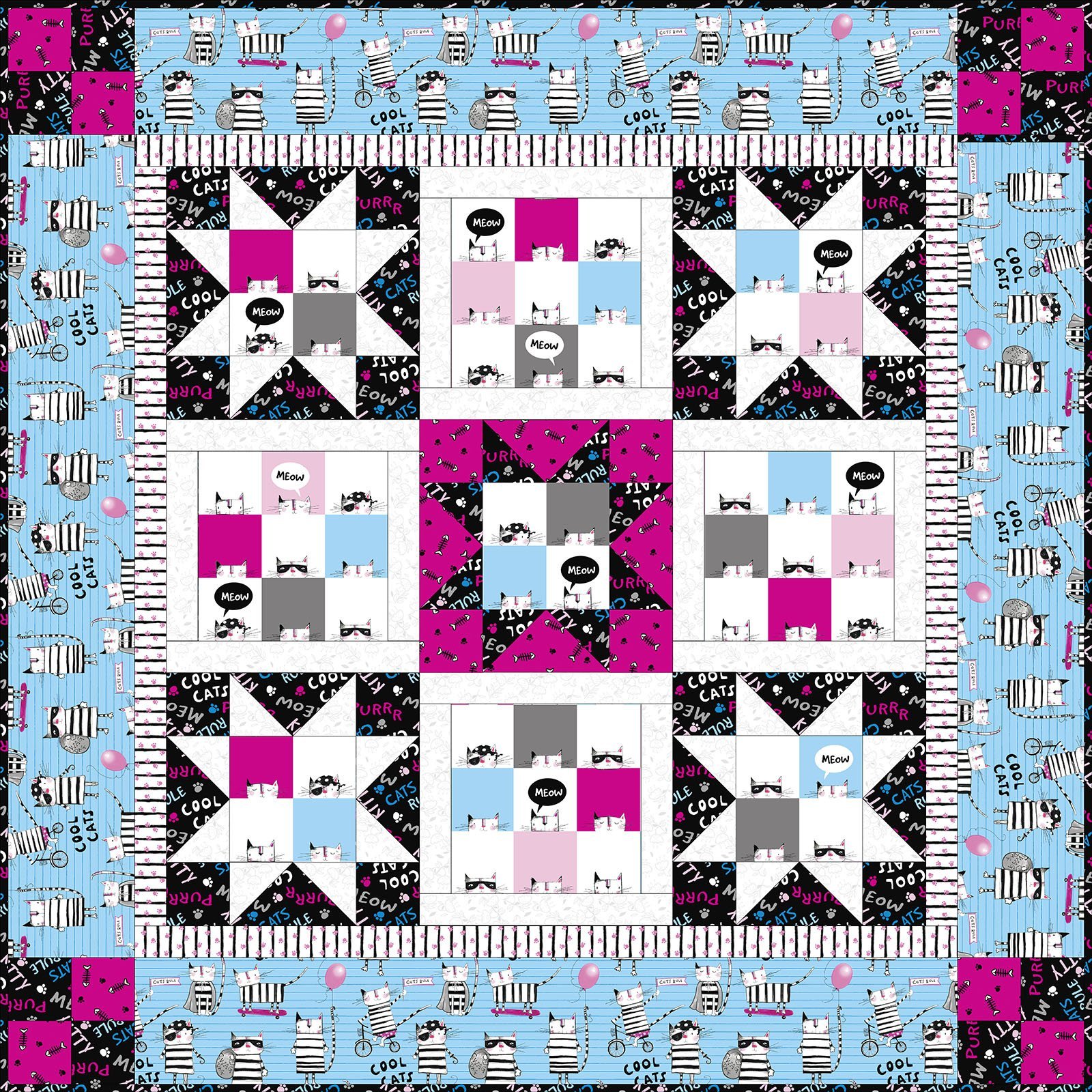 Cool Cat Club Quilt Kit cool-cat-club-quilt-kit