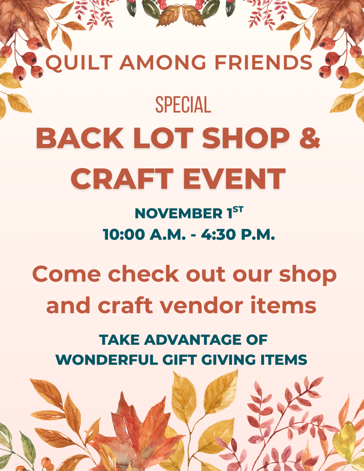 Annual Backyard/Parking Lot Shop and Craft Vendor Sign-up