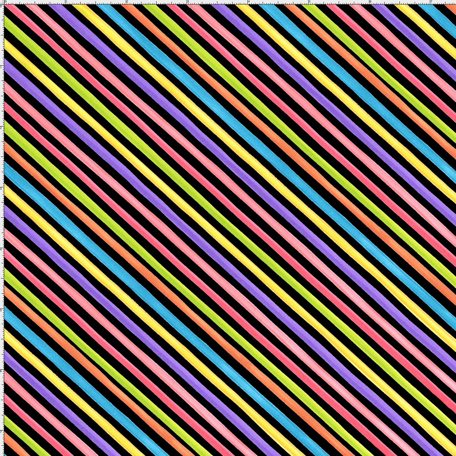 Loralie Designs Happy Bright Color Bias Stripe Black Cotton Quilting ...
