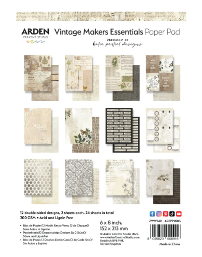Arden Creative Studio Vintage Makers Essentials 6in x 8in Paper Pad ...