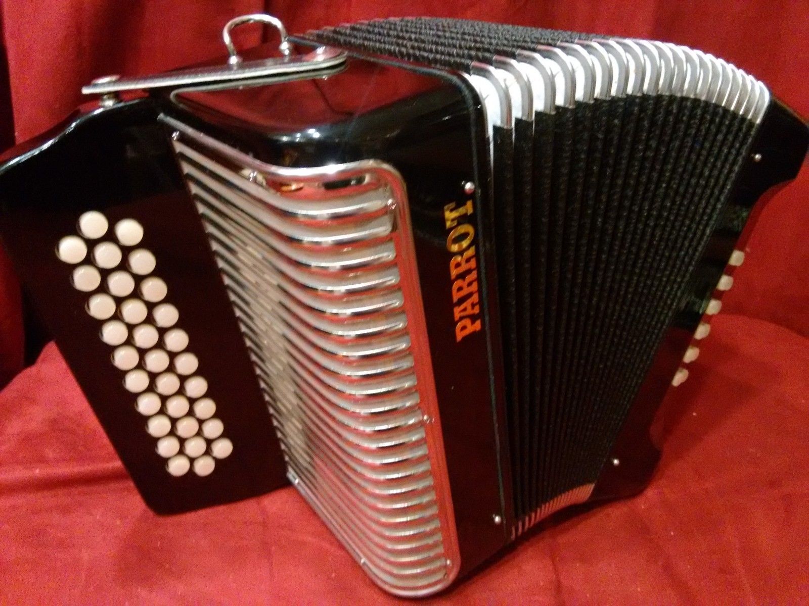 NEW Black Parrot Falcon Button Diatonic Accordion GCF Sol MM 31 12