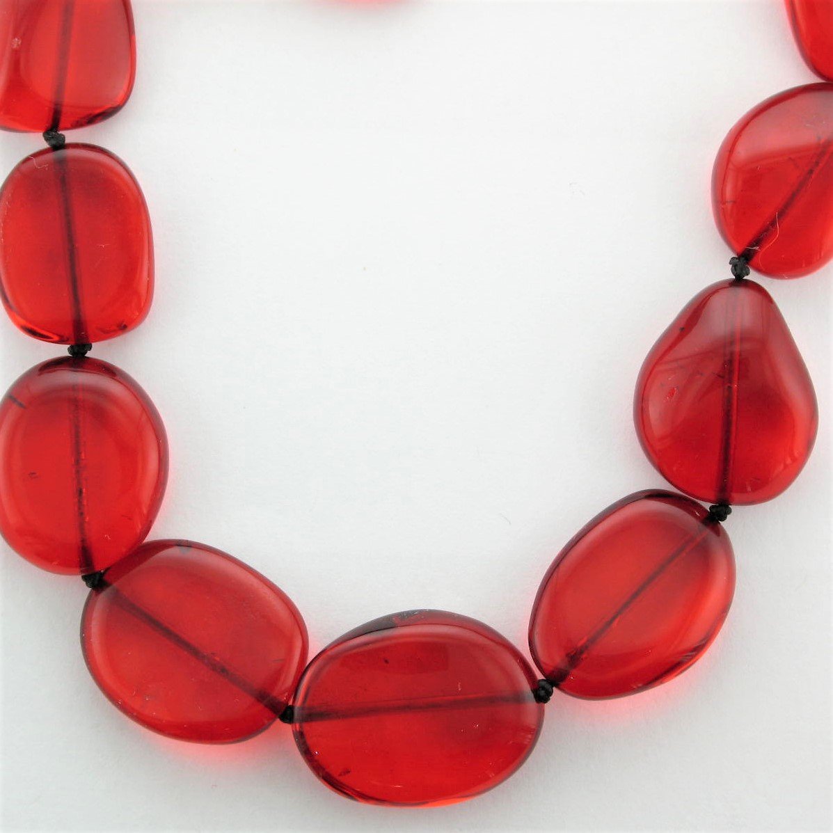 Cherry Red Amber Graduated Bead Necklace.