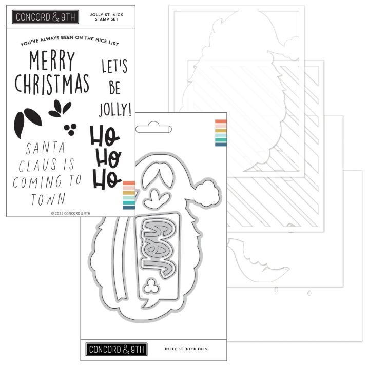 Concord & 9th Stencil-Jolly St. Nick with Stamp/Die/Stencil Bundle NEW
